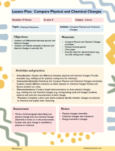 Grade 8 Physical and Chemical Changes Lesson Plan - EduMonitor ...