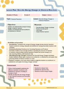 Grade 8 Lesson Plan Energy Changes in Chemical Reactions - EduMonitor ...