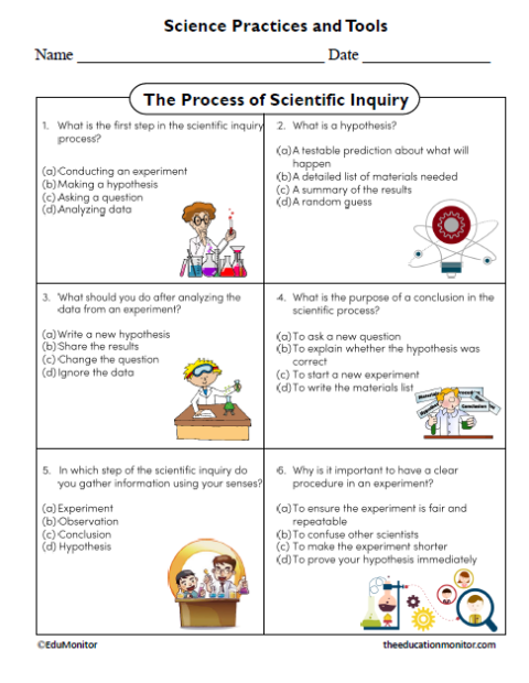 The Process of Scientific Inquiry Science Worksheet for Grade 6 ...