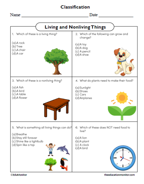 Living and Nonliving Things Worksheet - EduMonitor | Science, Math ...
