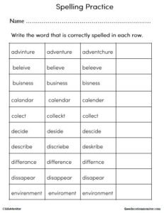 Spelling Practice Worksheet for Kids PDF - EduMonitor | Science, Math ...
