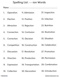 Spelling Bee Suffixes Word List Worksheet for Kids - EduMonitor ...