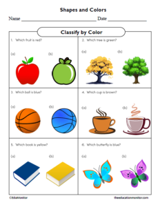 Classify by Color Kindergarten Science Worksheet - EduMonitor | Science ...