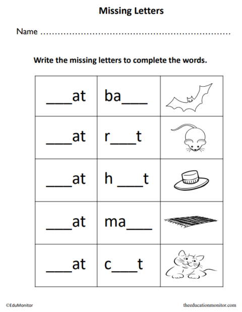 Missing Letters Spelling Worksheet for Kids - EduMonitor | Science ...