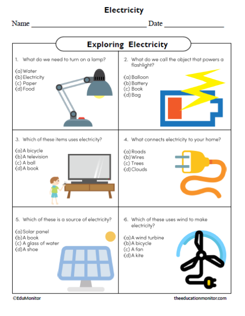 Electricity Third Grade Science Worksheet - EduMonitor | Science, Math ...