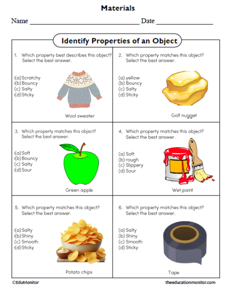 Identify Properties of an Object Second Grade Science Worksheet ...