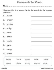 Unscramble the Words Spelling Practice Printable Activity - EduMonitor ...