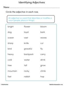 Identifying Adjectives Printable Worksheet - EduMonitor | Science, Math ...