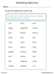 Identifying Adjectives Worksheet - EduMonitor | Science, Math, Language ...