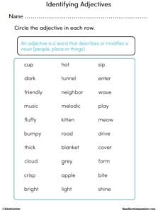 Identifying Adjectives Printable - EduMonitor | Science, Math, Language ...