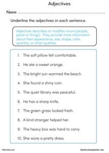 Identifying Adjectives in Sentences Printable Worksheet - EduMonitor ...