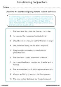Coordinating Conjunctions Worksheet for 4th Grade - EduMonitor ...