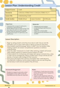 Introduction to Credit Lesson Plan - EduMonitor | Science, Math ...