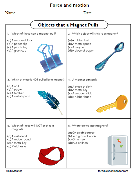 Objects that a Magnet Pulls Second Grade Science Worksheet - EduMonitor | Science, Math ...