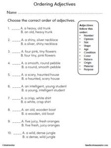 Grade 5 Ordering Adjectives Worksheet - EduMonitor | Science, Math ...