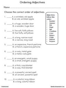 Ordering Adjectives Printable Worksheet - EduMonitor | Science, Math ...