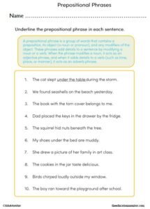 Prepositional Phrases Printable Worksheet - EduMonitor | Science, Math ...
