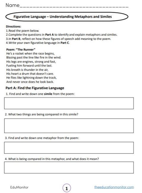 Figurative Language – Understanding Metaphors and Similes Grade 5 ...