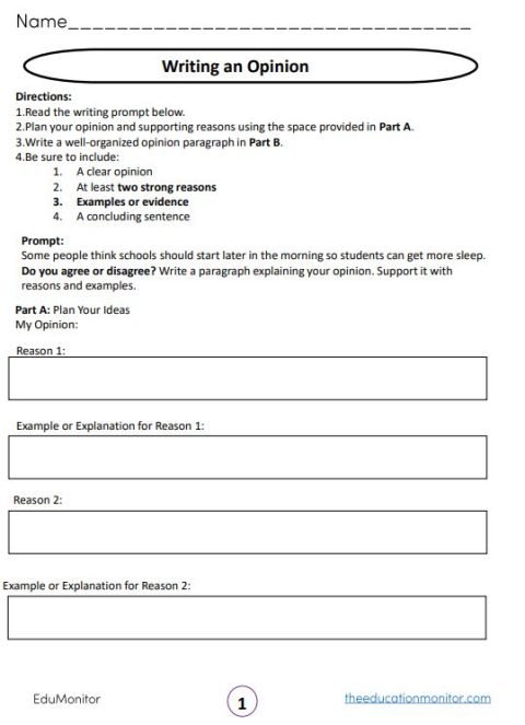 Learn to Write an Opinion with Reasons and Evidence - EduMonitor ...