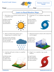 Learn to Read Weather Maps Fourth Grade Science Worksheet - EduMonitor ...