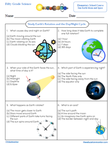 Earth’s Rotation and the Day and Night Cycle Science Worksheet ...