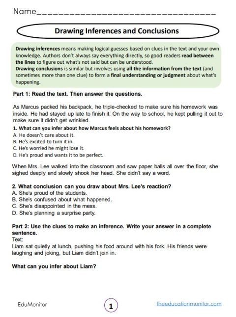 Drawing Inferences and Conclusions Grade 5 ELA Skills - EduMonitor ...