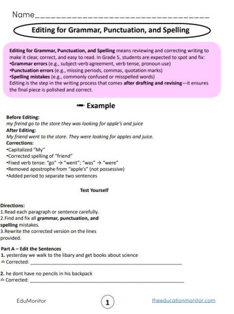 Spelling Grade 5 English Language Arts Practice Tips - EduMonitor ...