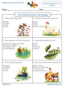 How Animals Grow and Change Kindergarten Science Worksheet - EduMonitor ...