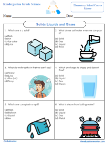 Solids Liquids and Gases Kindergarten Science Worksheet - EduMonitor ...