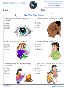 Use Your Five Senses Kindergarten Science Worksheet - EduMonitor ...