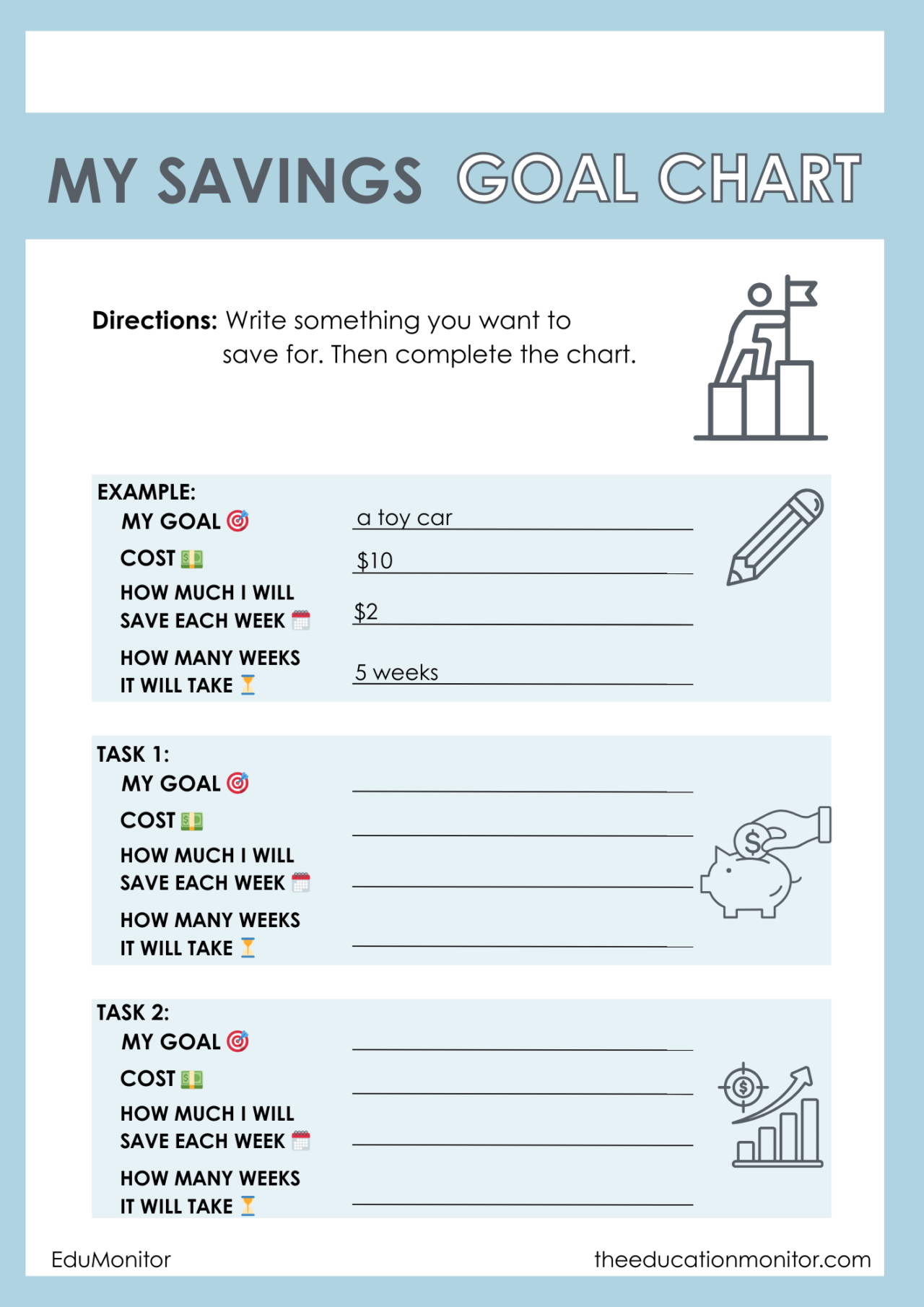 Setting Savings Goals 2nd Grade Financial Literacy Worksheet ...