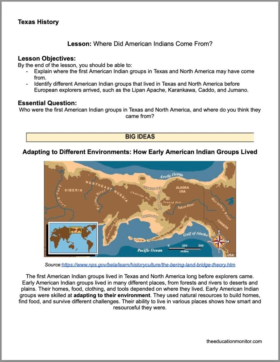 Where Did American Indians Come From? 4th Grade Social Studies Packet ...