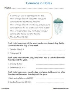 2nd Grade Commas in Dates Worksheet - EduMonitor | Science, Math ...