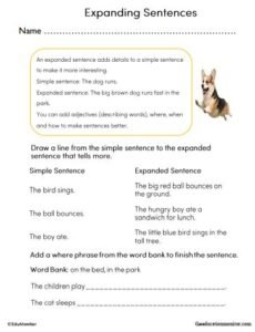 2nd Grade Expanding Sentences Worksheet - EduMonitor | Science, Math ...